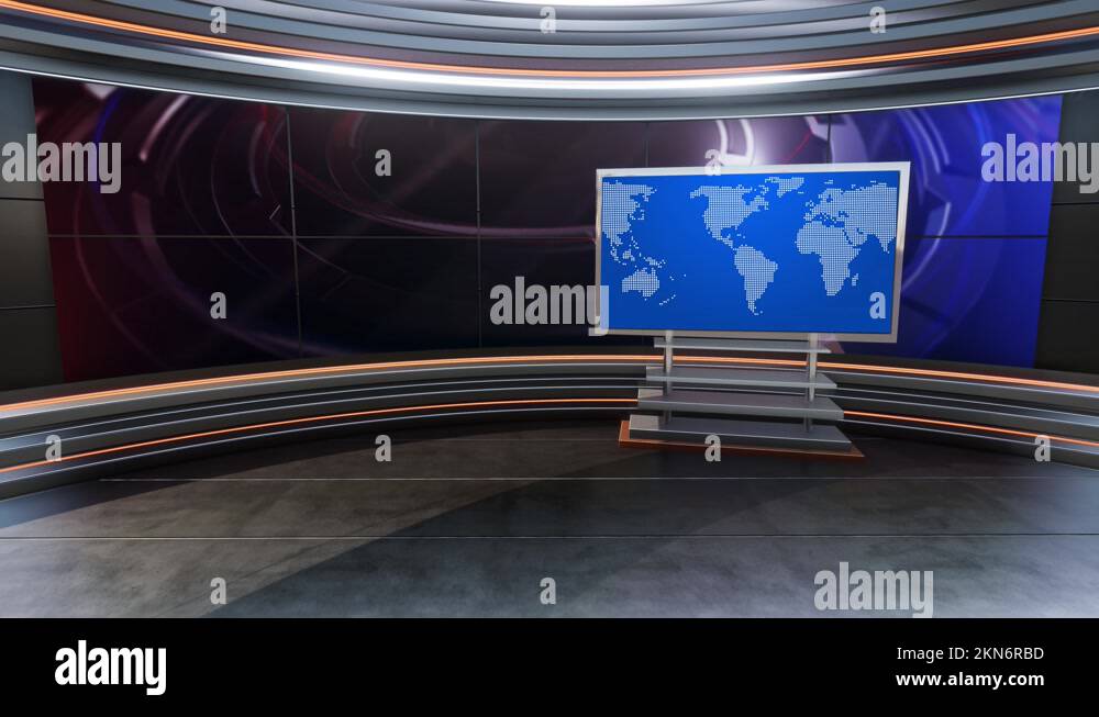 News TV Studio Set - Virtual Green Screen Background Loop Stock Video ...