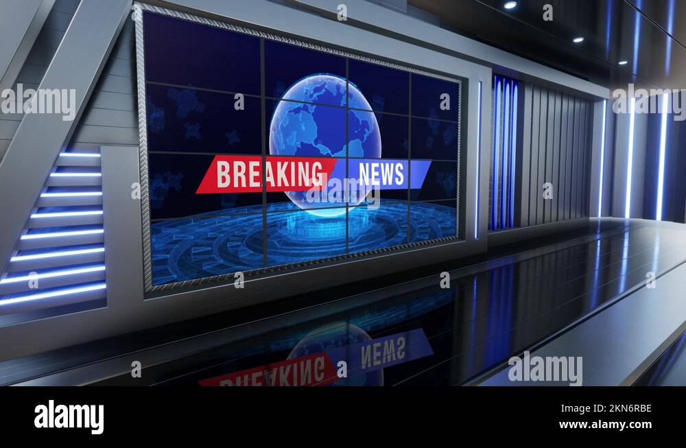 News TV Studio Set - Virtual Green Screen Background Loop Stock Video ...