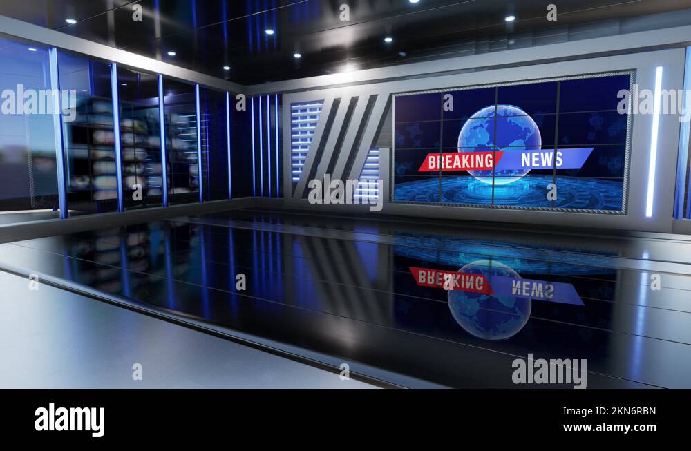 News TV Studio Set - Virtual Green Screen Background Loop Stock Video ...