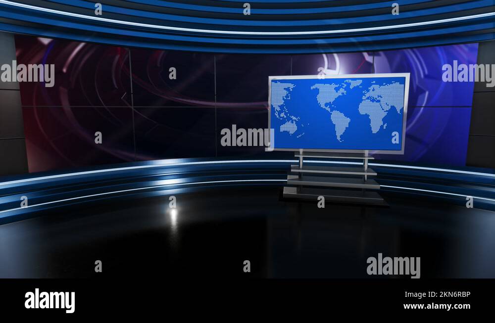 News TV Studio Set - Virtual Green Screen Background Loop Stock Video Footage - Alamy