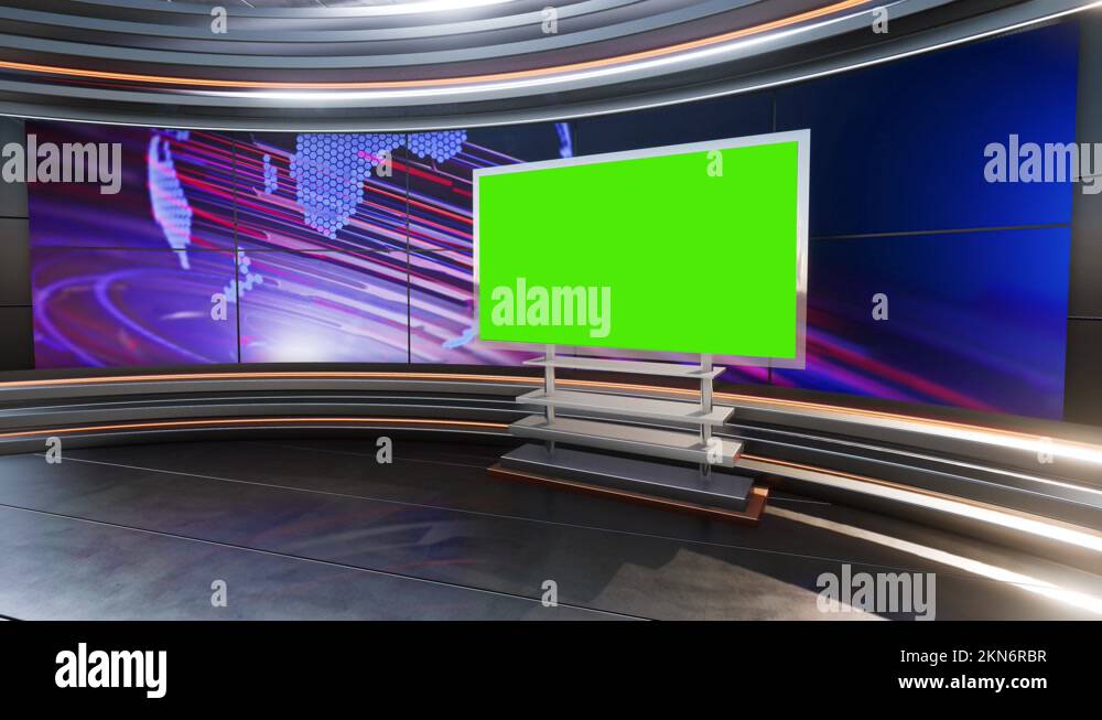 News TV Studio Set - Virtual Green Screen Background Loop Stock Video Footage - Alamy