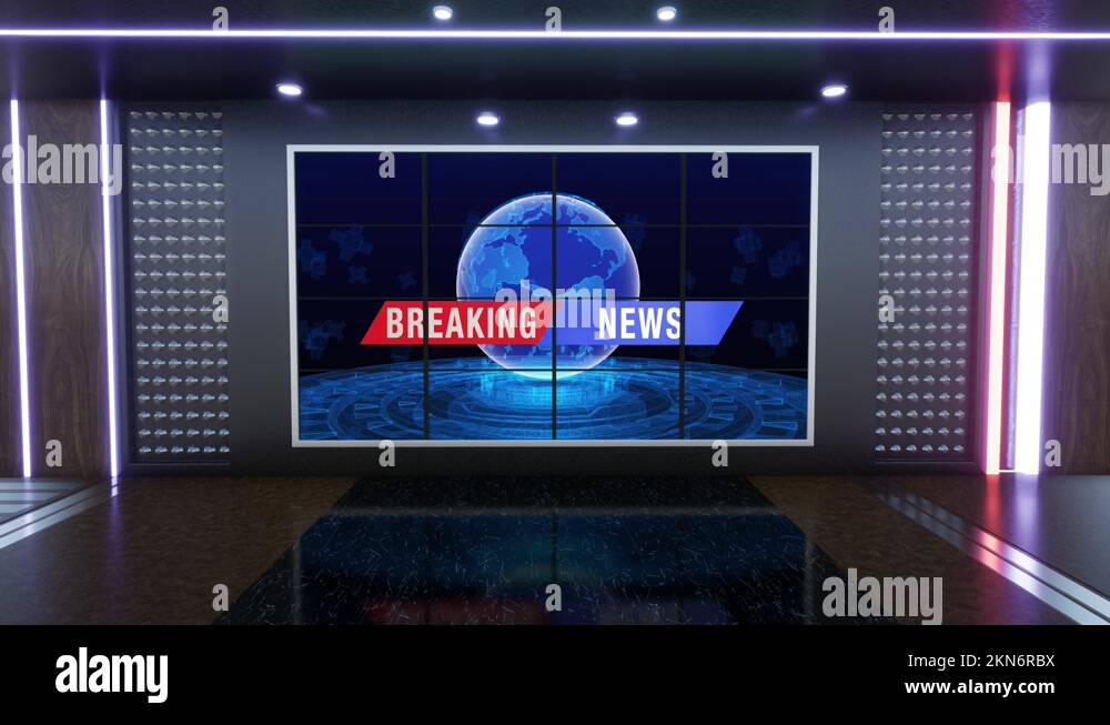 News TV Studio Set - Virtual Green Screen Background Loop Stock Video ...