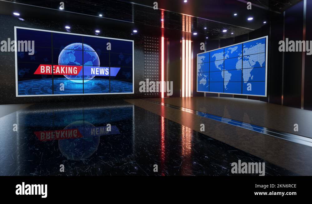 News TV Studio Set - Virtual Green Screen Background Loop Stock Video Footage - Alamy