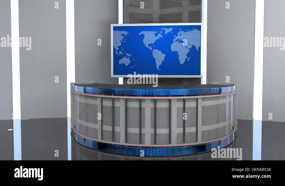 News TV Studio Set - Virtual Green Screen Background Loop Stock Video ...