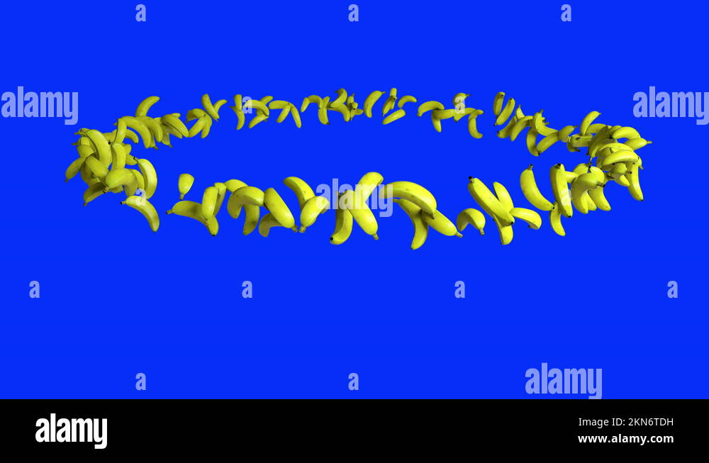 Banana fruit flying in circle, seamless loop, Blue Screen Chromakey ...