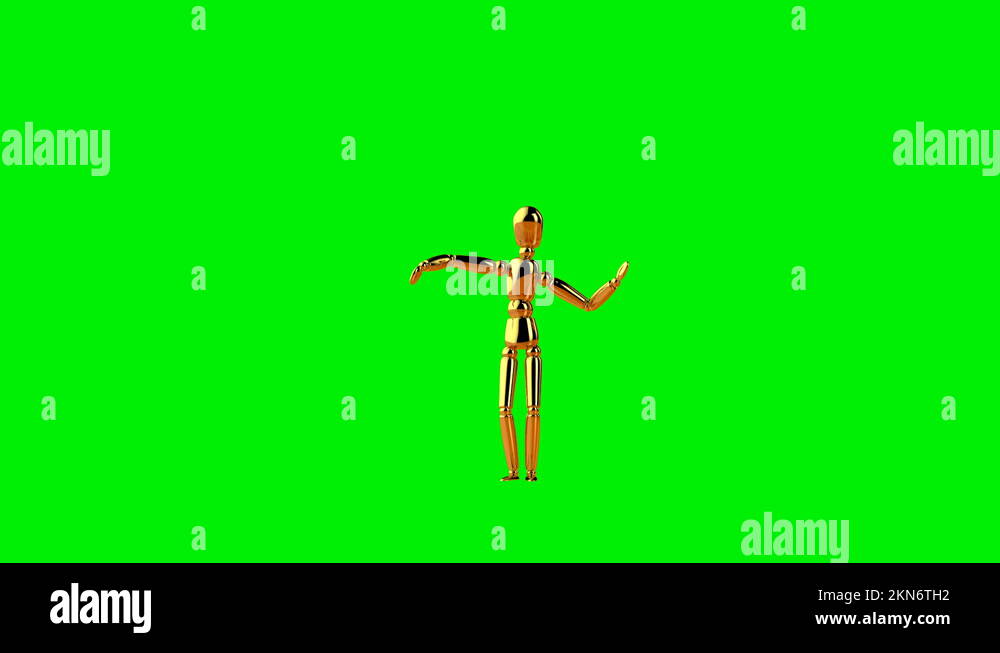 Funny golden mannequin doing a belly dance, seamless loop, Green Screen ...
