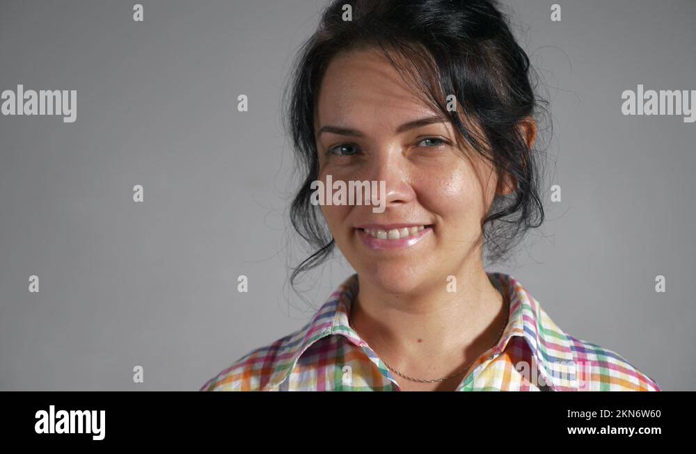 Close-up Pretty Female Smiling Face Happy Cheerful Emotions Facial ...
