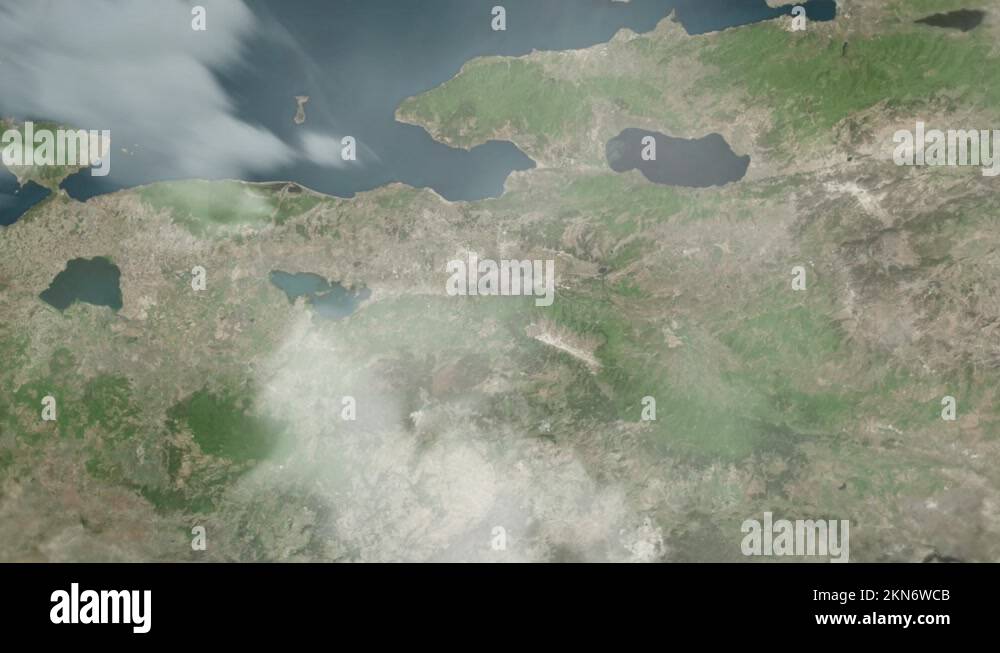 Zoom of the earth from space to the city Bursa. 3D Animation. 4K Stock ...