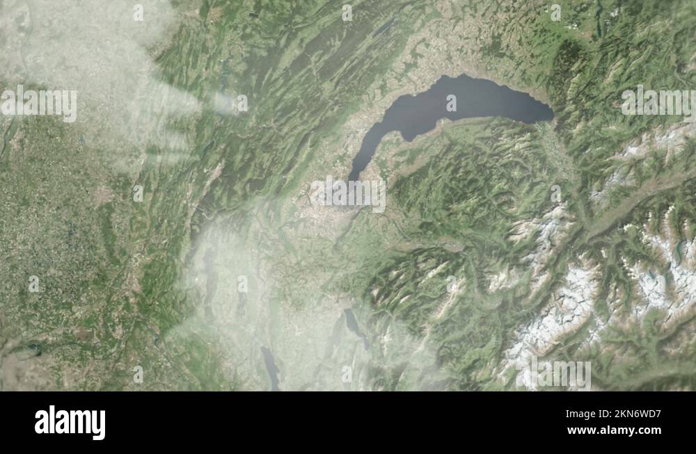 Zoom of the earth from space to the city Geneva. 3D Animation. 4K Stock ...