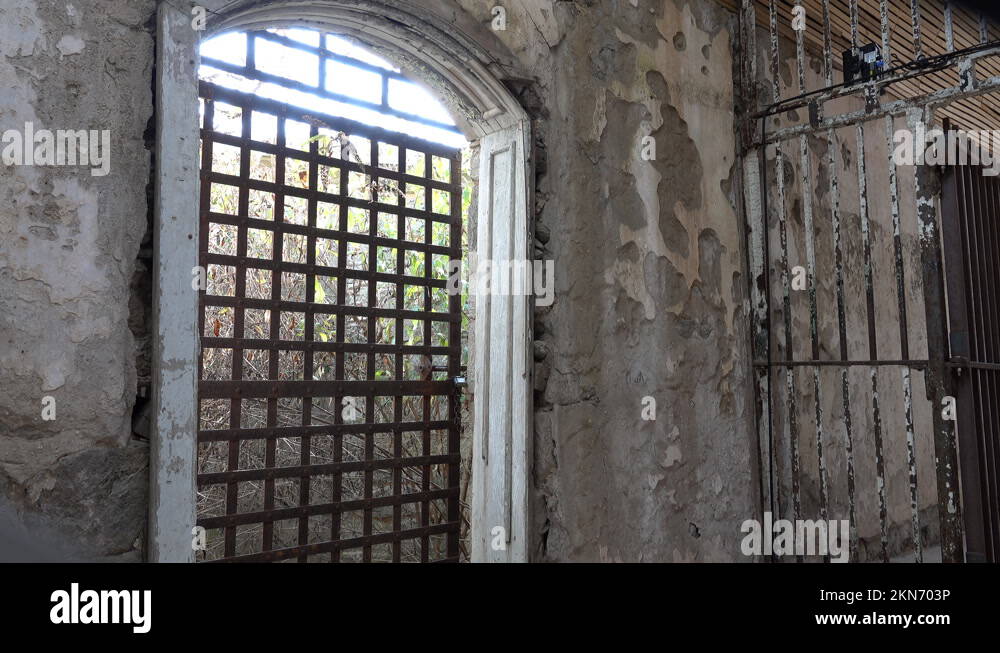 Deteriorated prison walls and barred door at Eastern State Penitentiary Stock Video Footage - Alamy