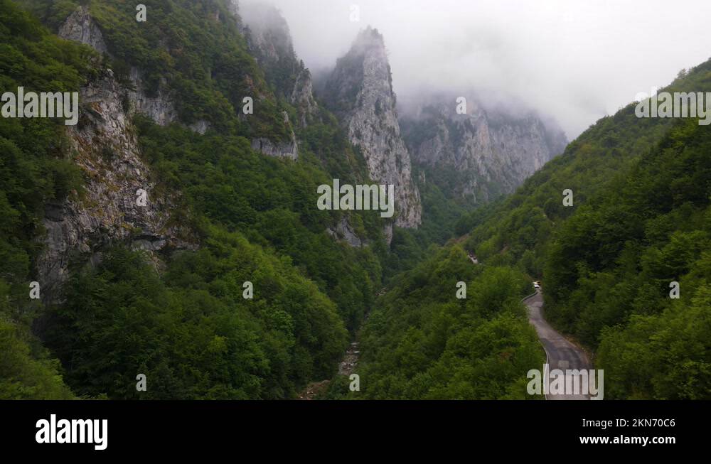 Kosovo Rugova Canyon Misty Mountain Aerial Drone 1.mp4 Stock Video ...