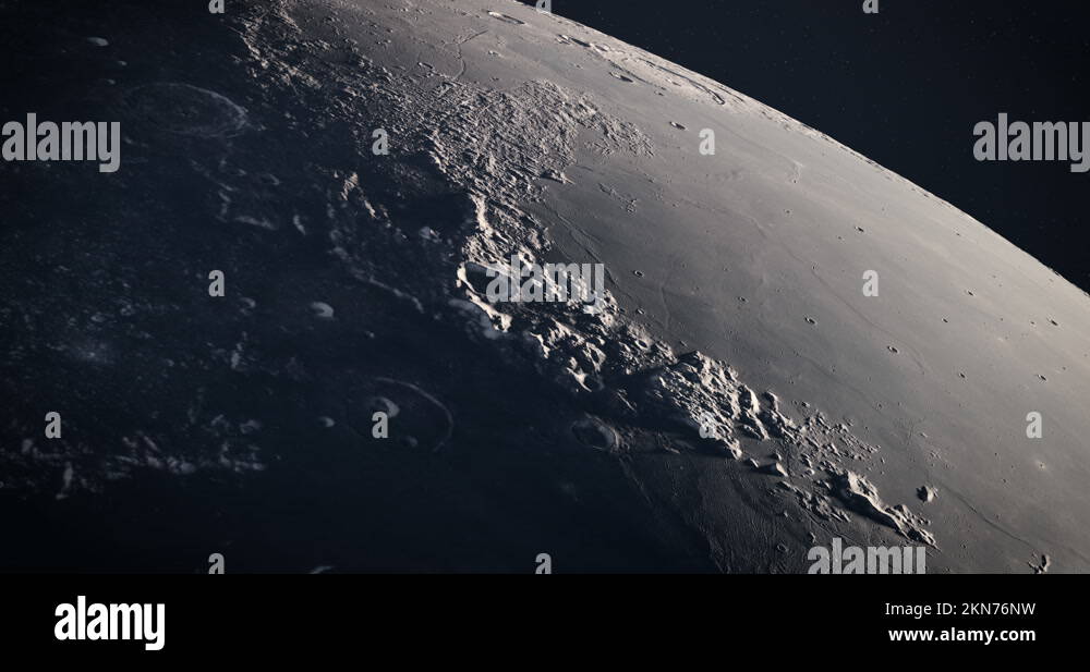 Moon 4K. High resolution and super detailed lunar surface. Many craters ...