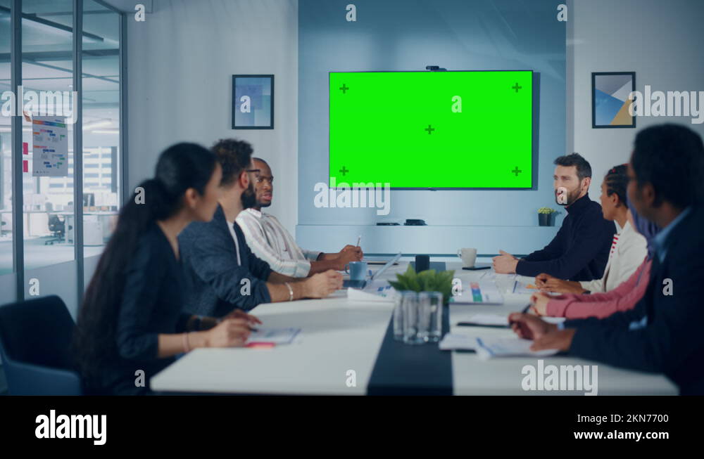 Office Business Meeting Green Screen Stock Video Footage - Alamy