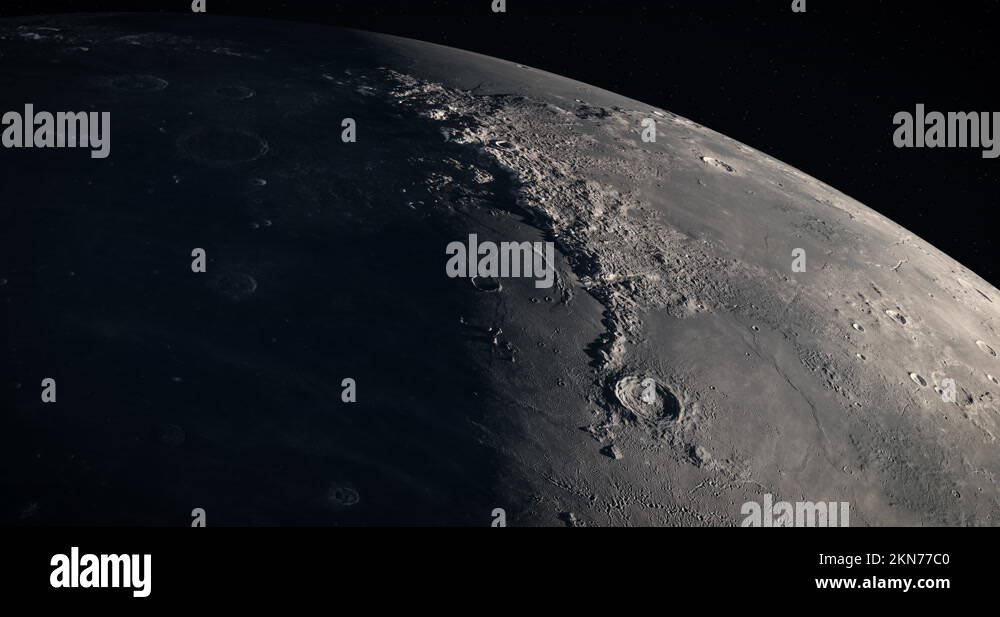 Moon 4K. High resolution and super detailed lunar surface. Many craters ...