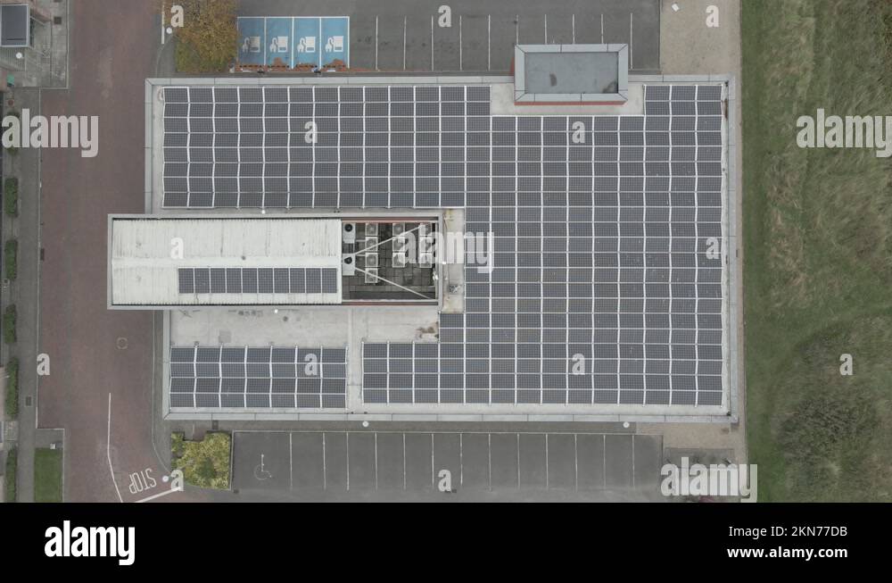 Bird's Eye View Of Solar Panels On Building Rooftop In Park West ...