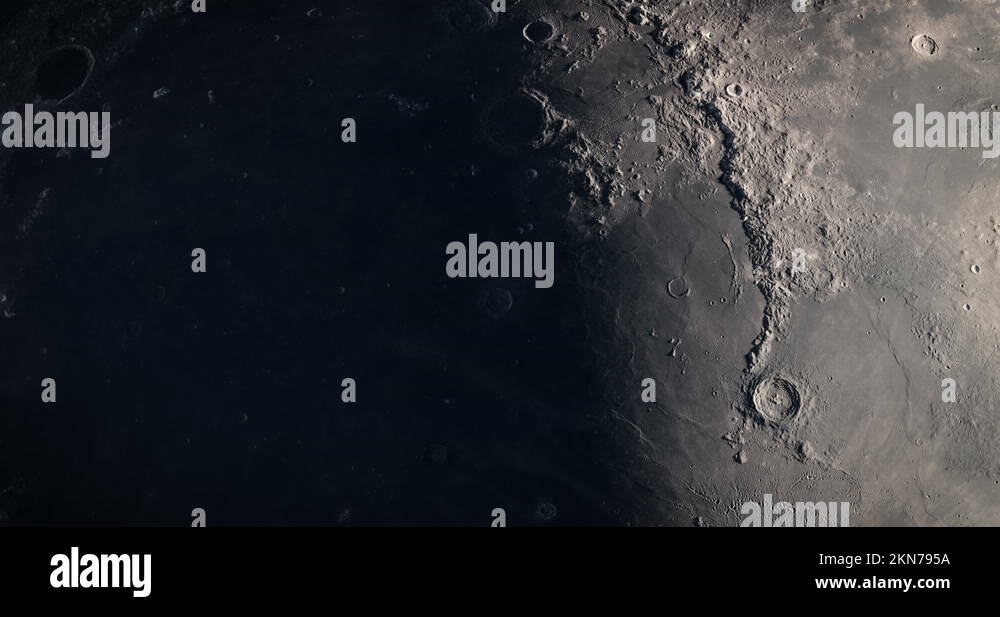 Moon 4K. High resolution and super detailed lunar surface. Many craters ...