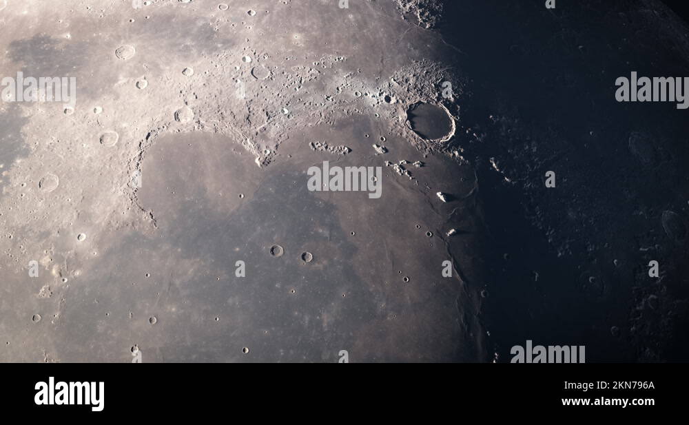 Moon 4K. High resolution and super detailed lunar surface. Plato crater ...