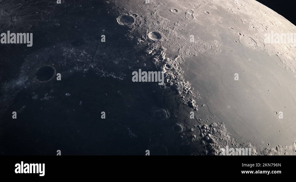 Moon 4K. High resolution and super detailed lunar surface. Many craters ...
