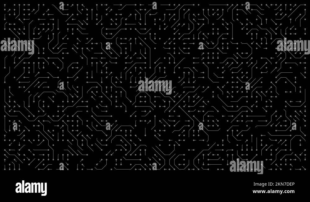 Moving lines on Circuit board. Computer motherboard connections Stock ...