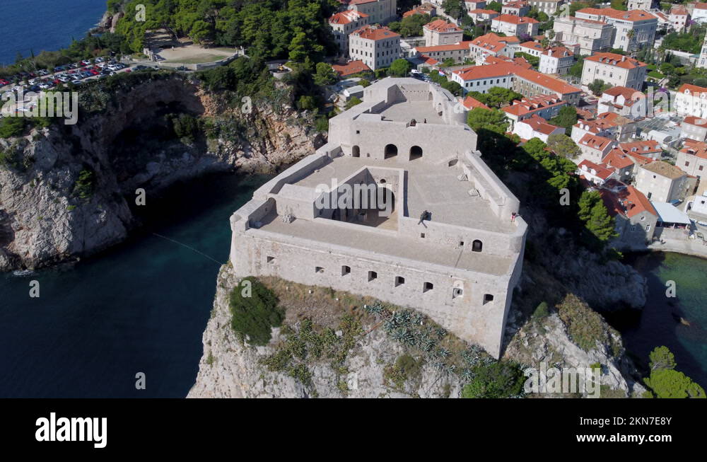 Arieal Drone View Of Fort Lovrijenac In Dubrovnik Croatia Game Of ...