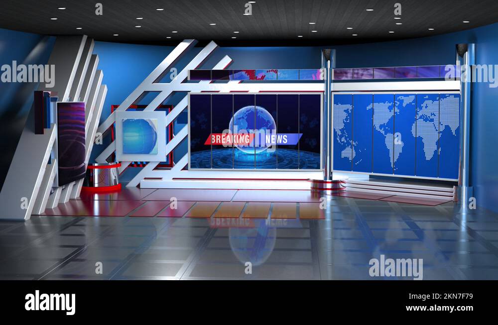 News TV Studio Set - Virtual Green Screen Background Loop Stock Video Footage - Alamy