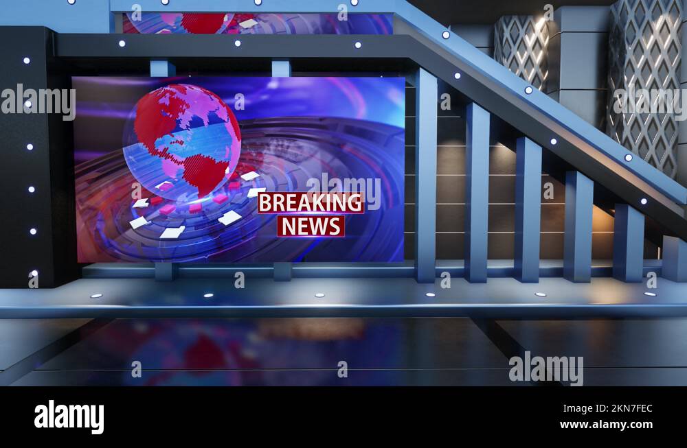 News TV Studio Set - Virtual Green Screen Background Loop Stock Video ...