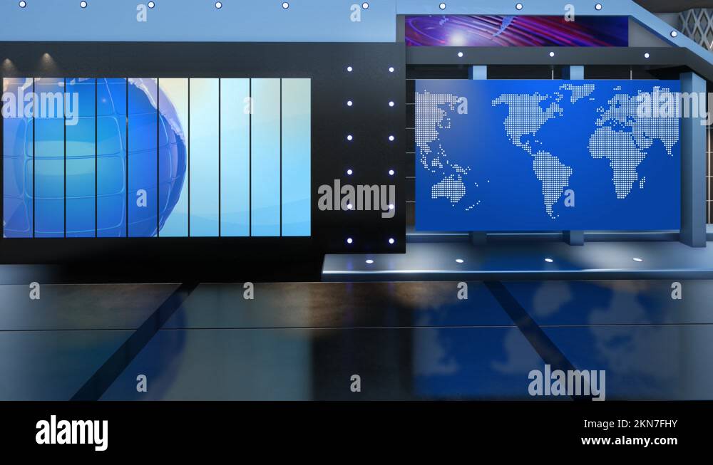 News TV Studio Set - Virtual Green Screen Background Loop Stock Video Footage - Alamy