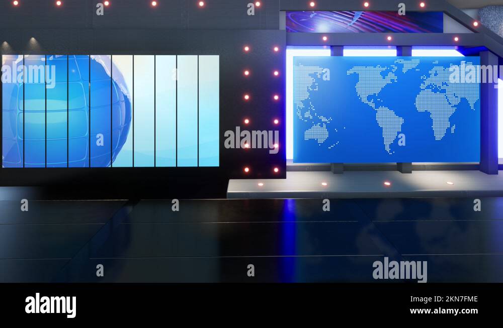 News TV Studio Set - Virtual Green Screen Background Loop Stock Video ...