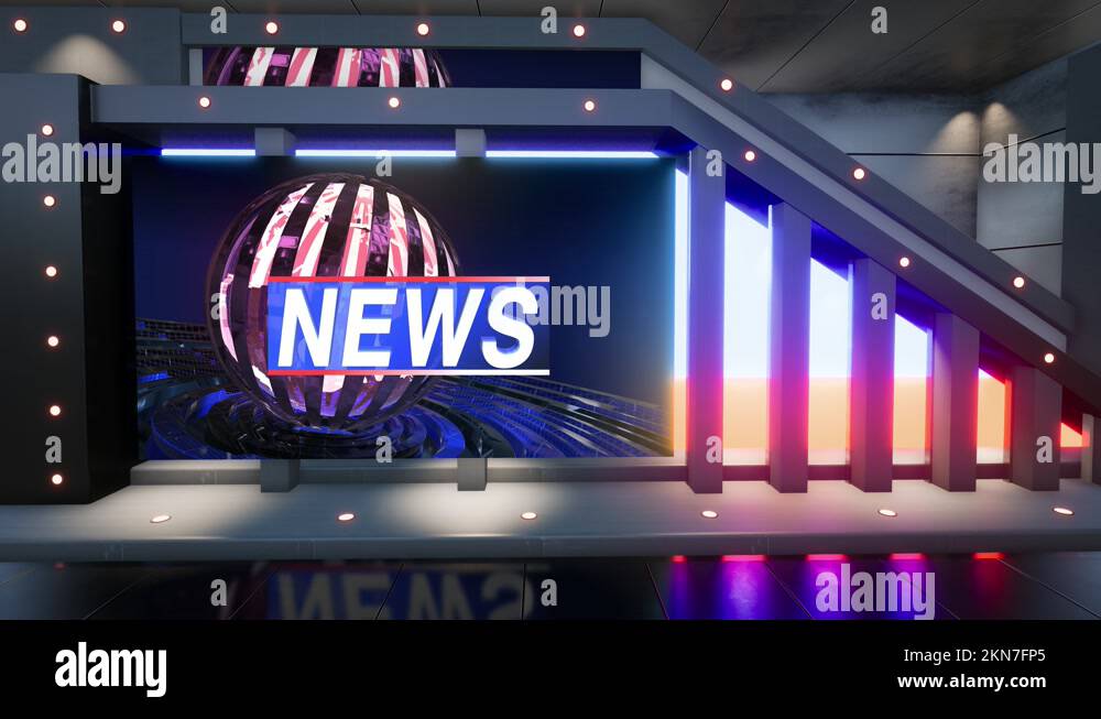 News TV Studio Set - Virtual Green Screen Background Loop Stock Video ...