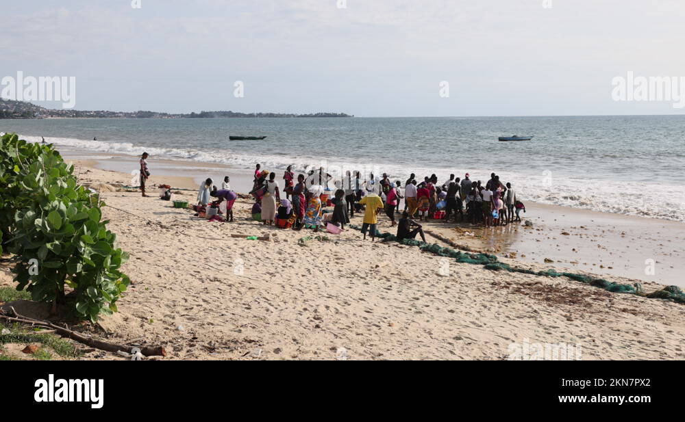 Freetown Sierra Leone Lumley Beach fishing net 4K Stock Video Footage ...