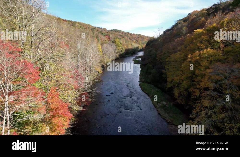 fall colors above the new river aerial in watauga county nc, north ...