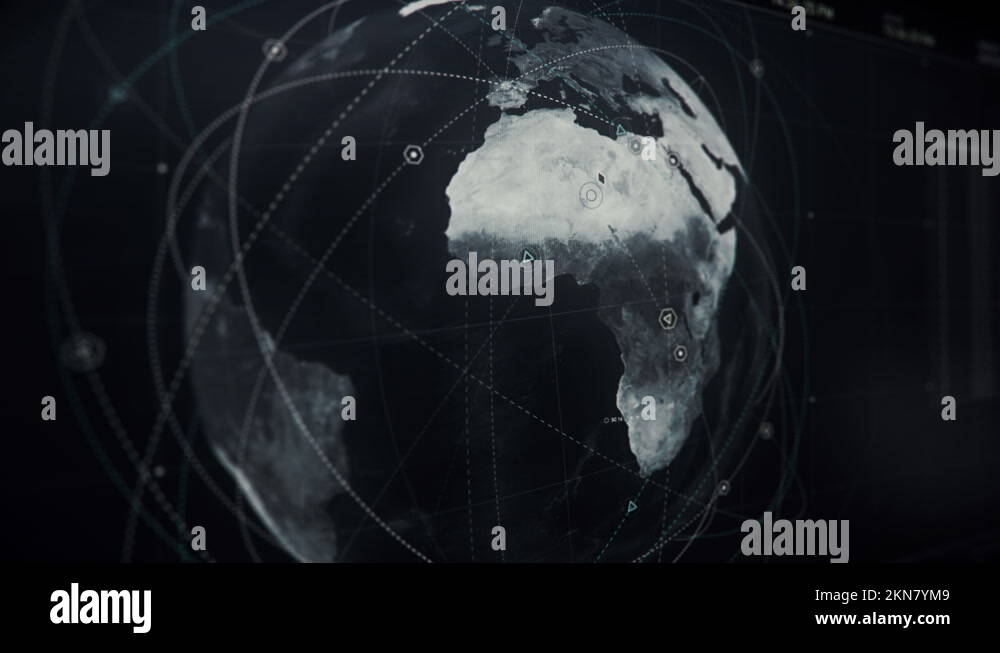 Earth Scanning Satellite Interface Conducts Searching Target Connection ...