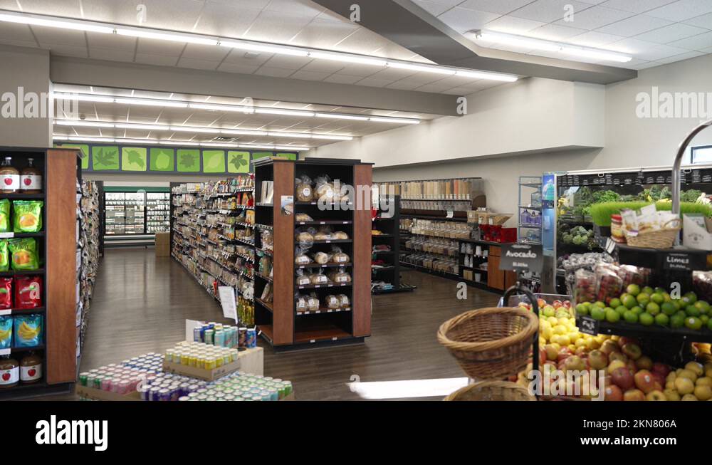 Natural organic healthy grocery store interior with produce section and ...