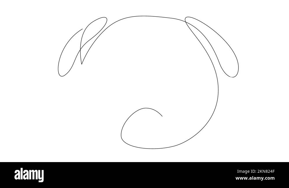 Self drawing simple animation of single continuous one line drawing Pug ...