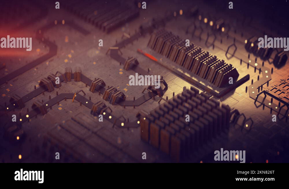 Futuristic printed circuit board seamless loop 3D render animation Stock Video Footage - Alamy