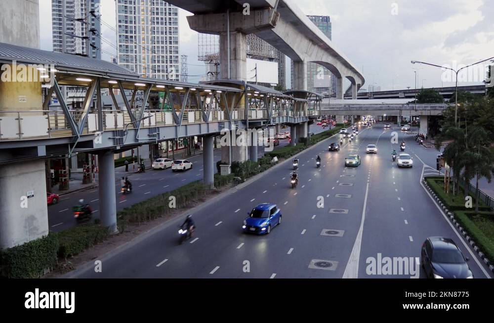 Skywalk connecting the sky train station on the main road in Lat Phrao ...