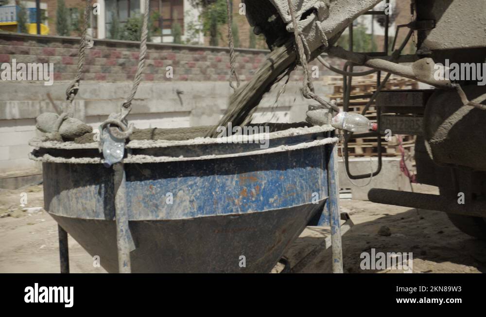 bunker bucket for concrete. construction works Stock Video Footage - Alamy