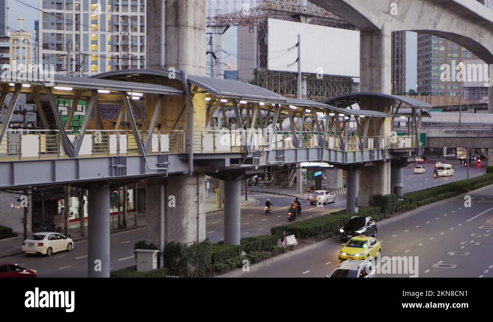 Skywalk connecting the sky train station on the main road in Lat Phrao ...