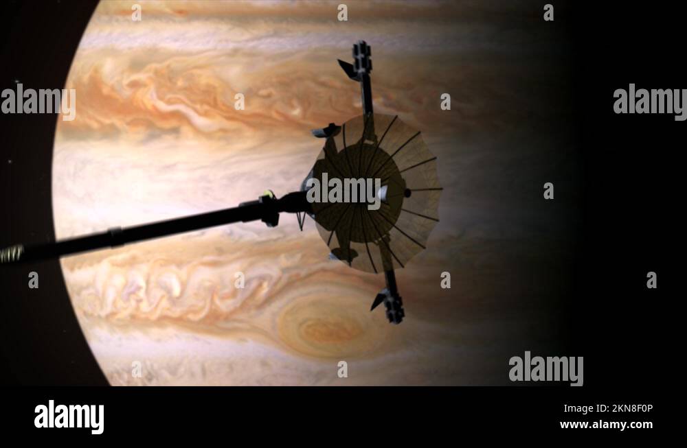 Dramatic 3D CGI animated render of the Galileo orbiter spacecraft in ...