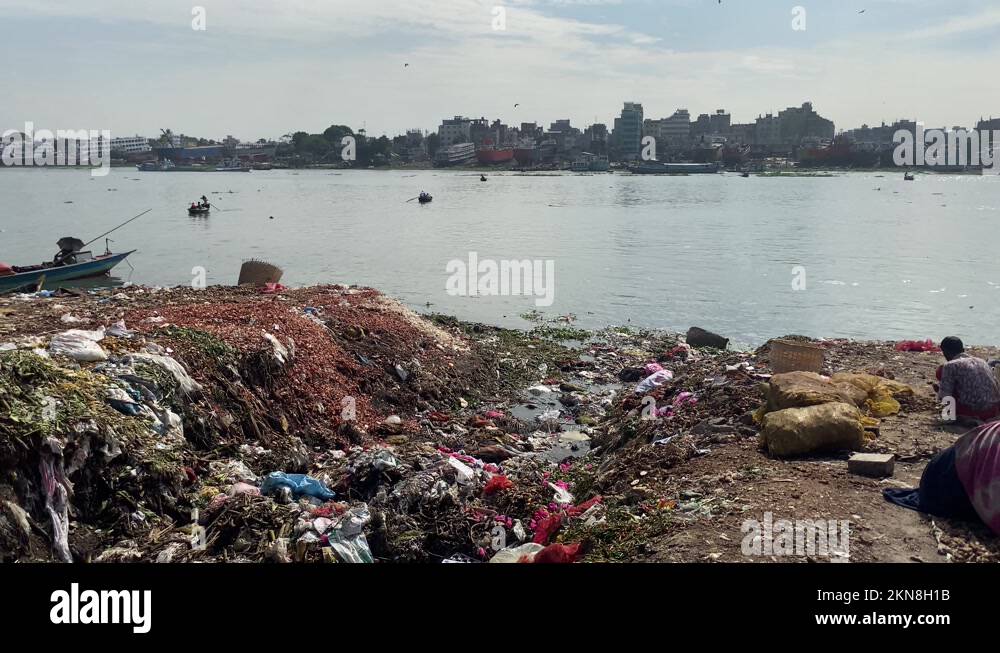 Poor conditions and human activities causing water pollution on banks ...