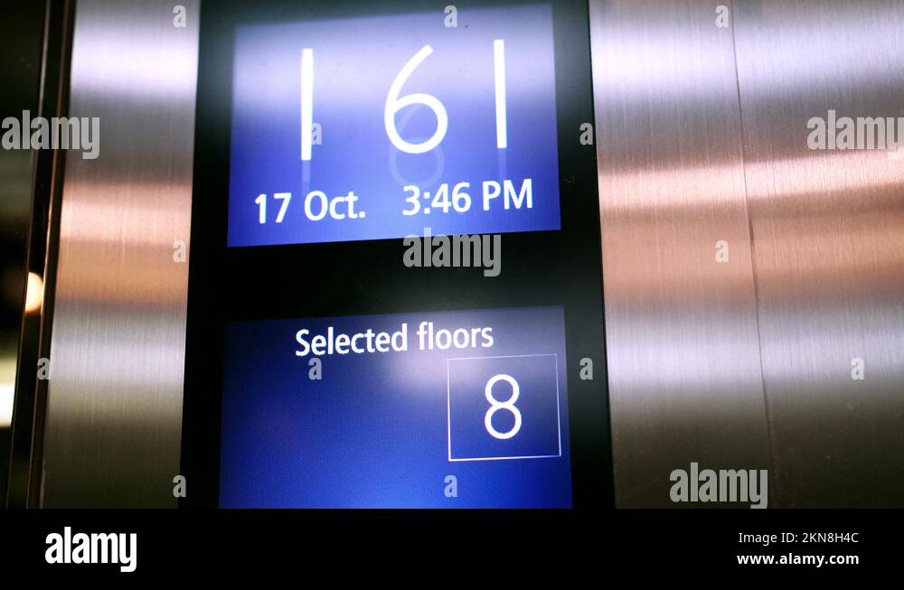 Floor number display in the elevator moving downstairs Stock Video ...