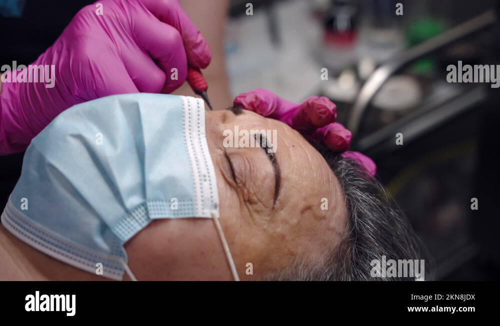 Microblading procedures in spa beauty salon, permanent eyebrows tattoo ...