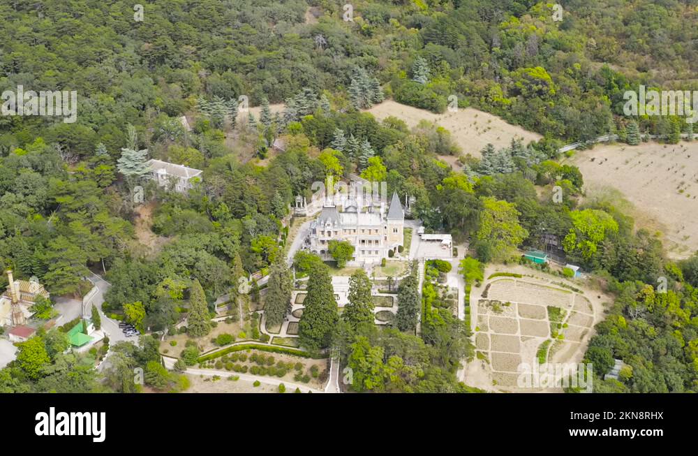 Dolly zoom. Masandra, Crimea. The Massandra Palace of Emperor Alexander ...