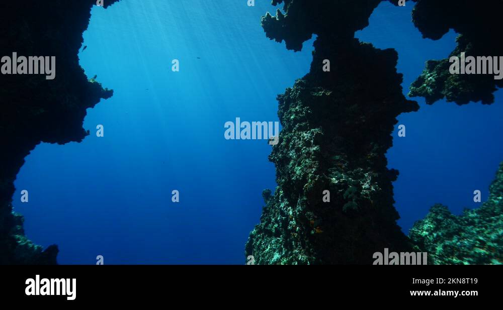 cave diving underwater explorig caves ocean scenery sun beams rays ...