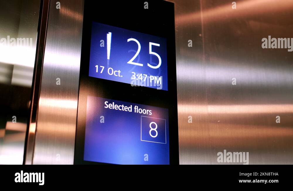 Floor number display in the elevator moving downstairs Stock Video ...