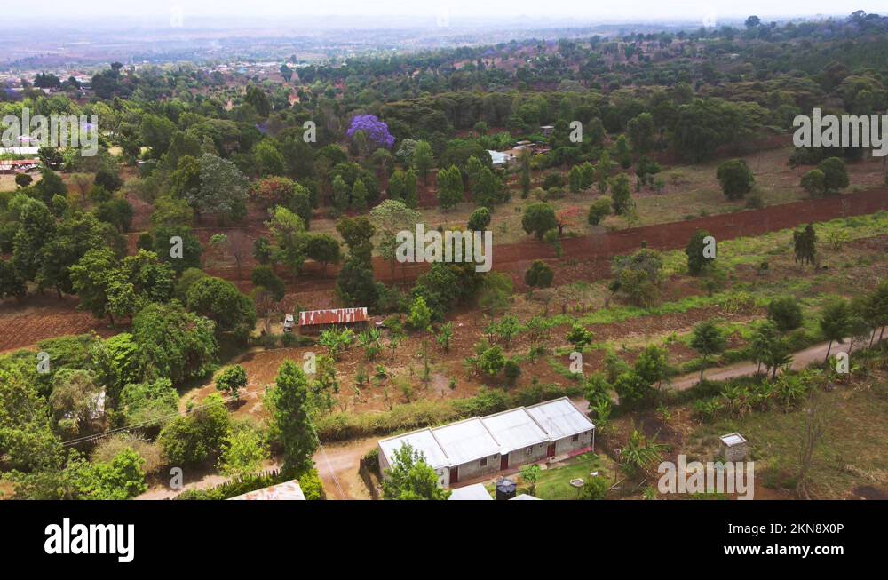 Drone shot Panoramic View Of Green Farm Fields In Loitokitok, Kenya ...