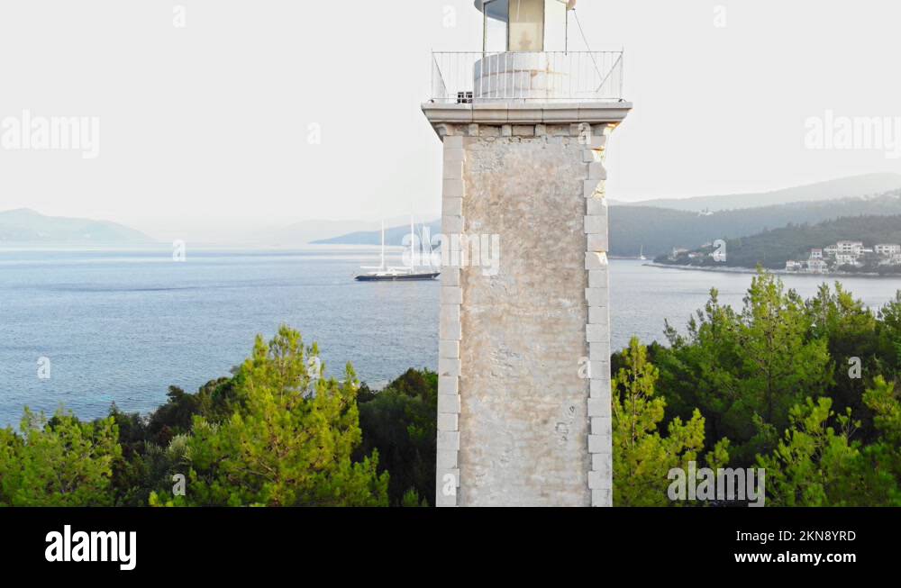 Tower Of New Fiscardo Lighthouse In Fiscardo Village, Erisos, Kefalonia ...