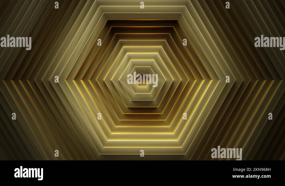 Gold concentric hexagons seamless loop 3D render animation Stock Video Footage - Alamy