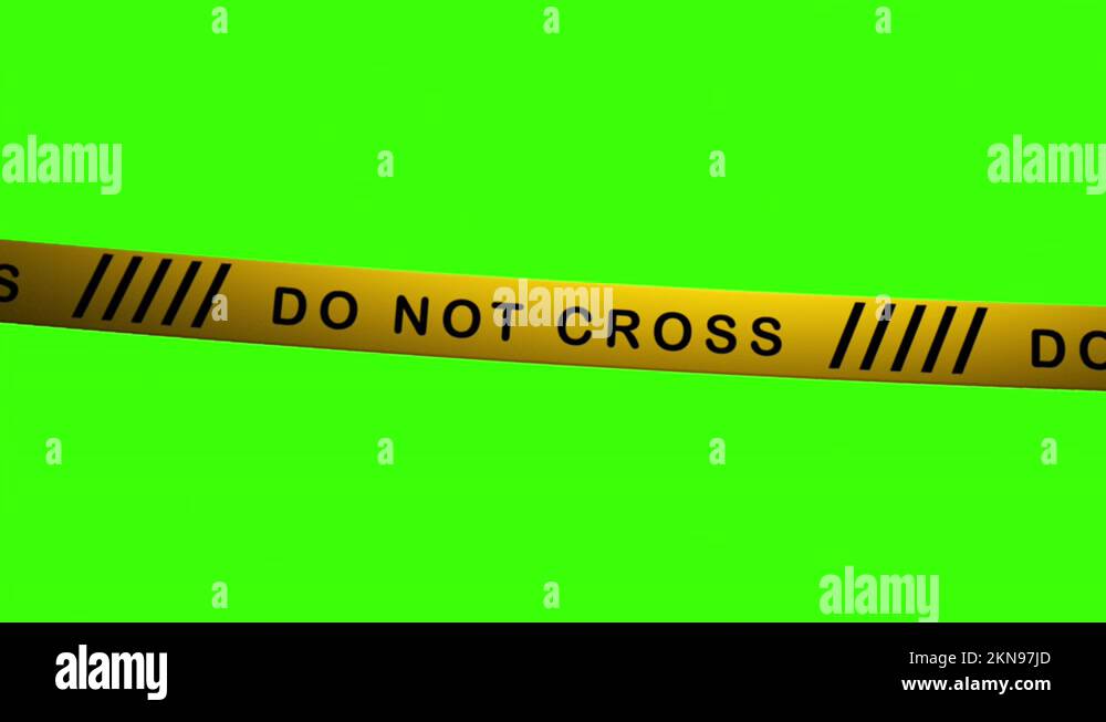 yellow police line Do Not Cross Tape,green screen background Stock ...