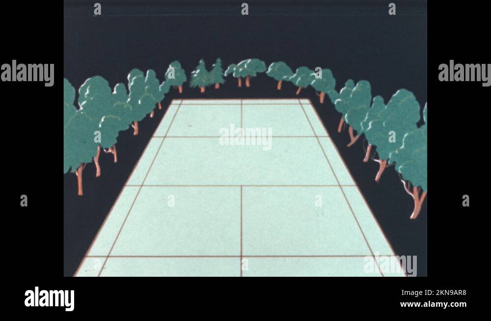 1950s: Diagram showing the dimensions and layout of a badminton court ...